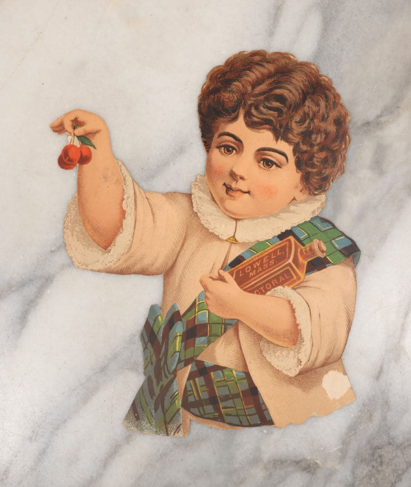 Lot 098 - Antique Die Cut Scrap Of A Little Child Holding Cherries And – Memory Hole Vintage