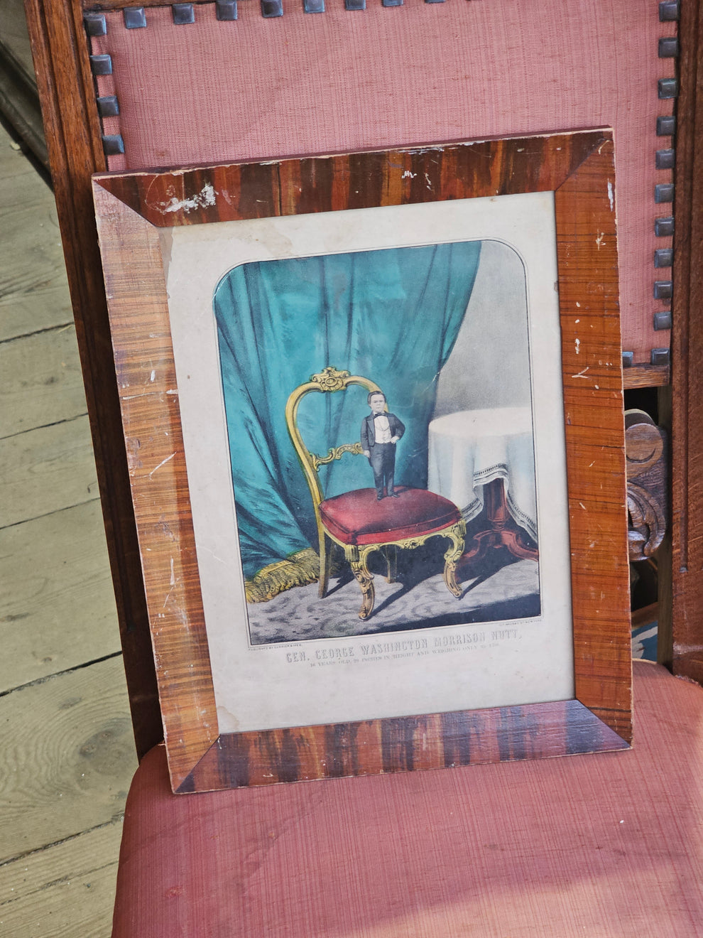 Antique Hand Colored Lithograph of Sideshow Star Commodore Nutt of P.T ...