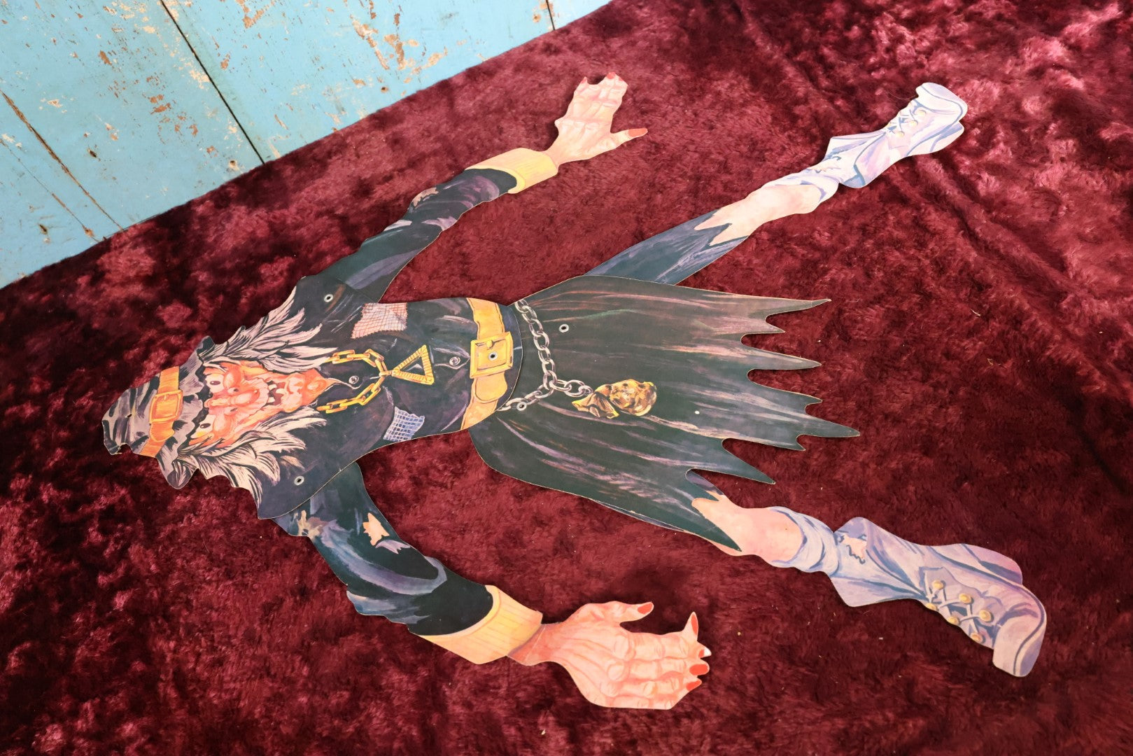 Lot 036 - Vintage Jointed Witch Paper / Cardboard Halloween Decoration ...