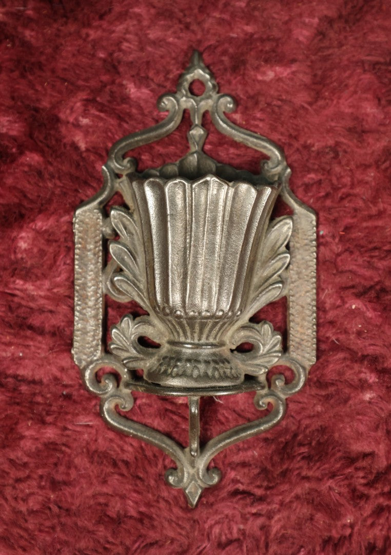 Lot 109 - Antique Cast Iron Wall Pocket Match Safe Match Holder With S ...