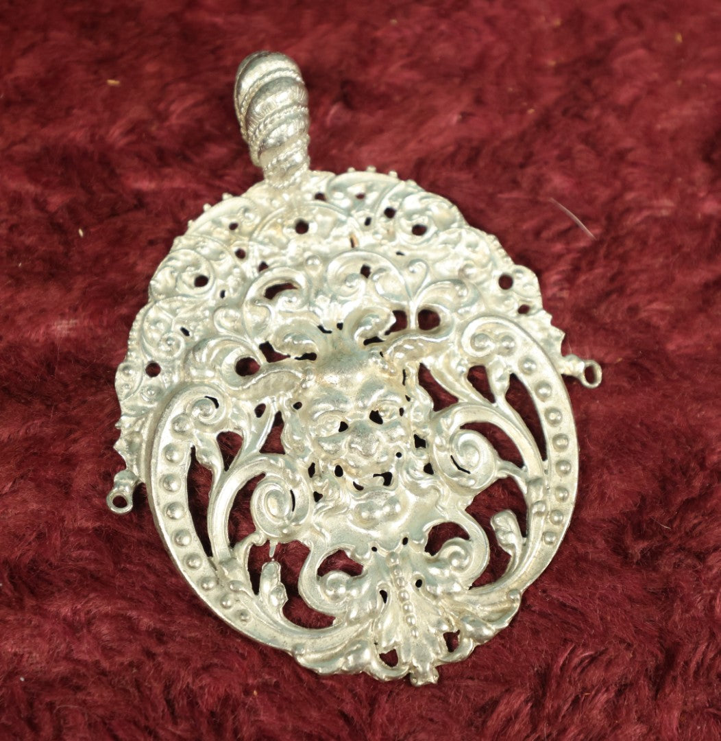 Lot 031 - Vintage Ornate Cast Metal Medallion With Demon Face, Bacchus ...