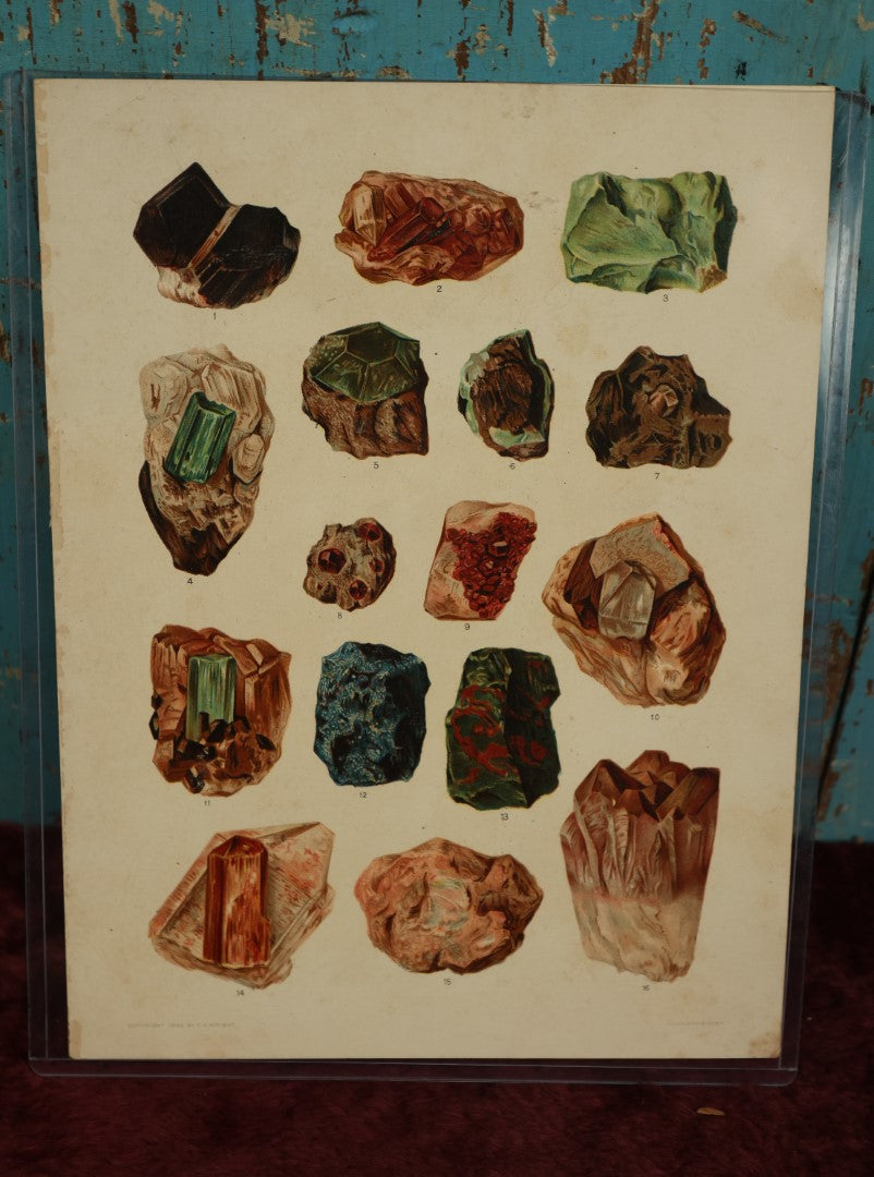 Lot 051 - Antique Chromo Lithograph Of Various Gemstones, Copyright 18 ...
