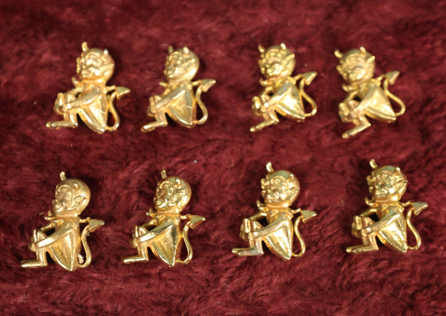 Lot 052 - Eight Vintage Brass Little Devil "Hot Stuff" Pinback Pins, B ...