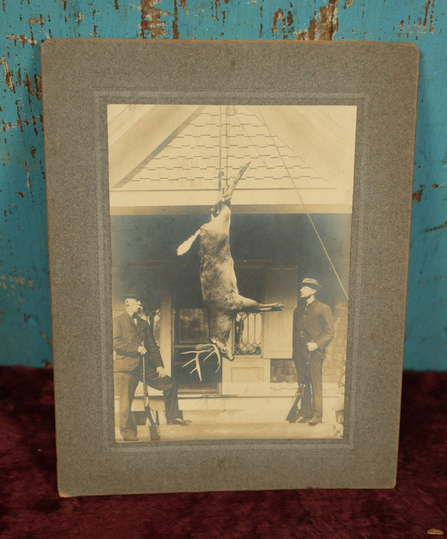 Lot 105 - Single Boarded Photo Of Deer Buck Strung Up, Hunters Look On ...