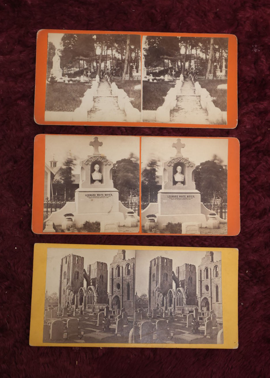 Lot 132 - Grouping Of Three Antique Stereo Cards Of Cemeteries, Includ ...