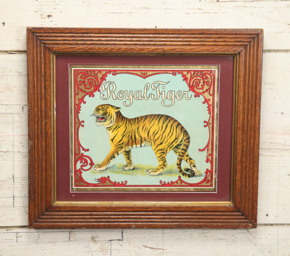 Lot 015 - Antique Royal Tiger Crate Label, Framed And Matted, Likely F ...