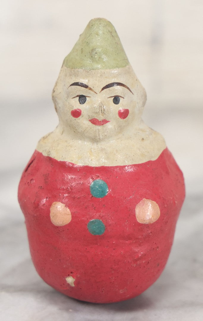 Lot 064 - Vintage Papier Mache Or Composition Roly Poly Clown Toy In R ...