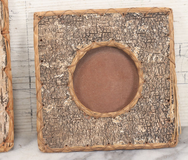 Lot 087 - Pair Of Vintage Folk Art Birch Bark Frames, One Marked Franc ...