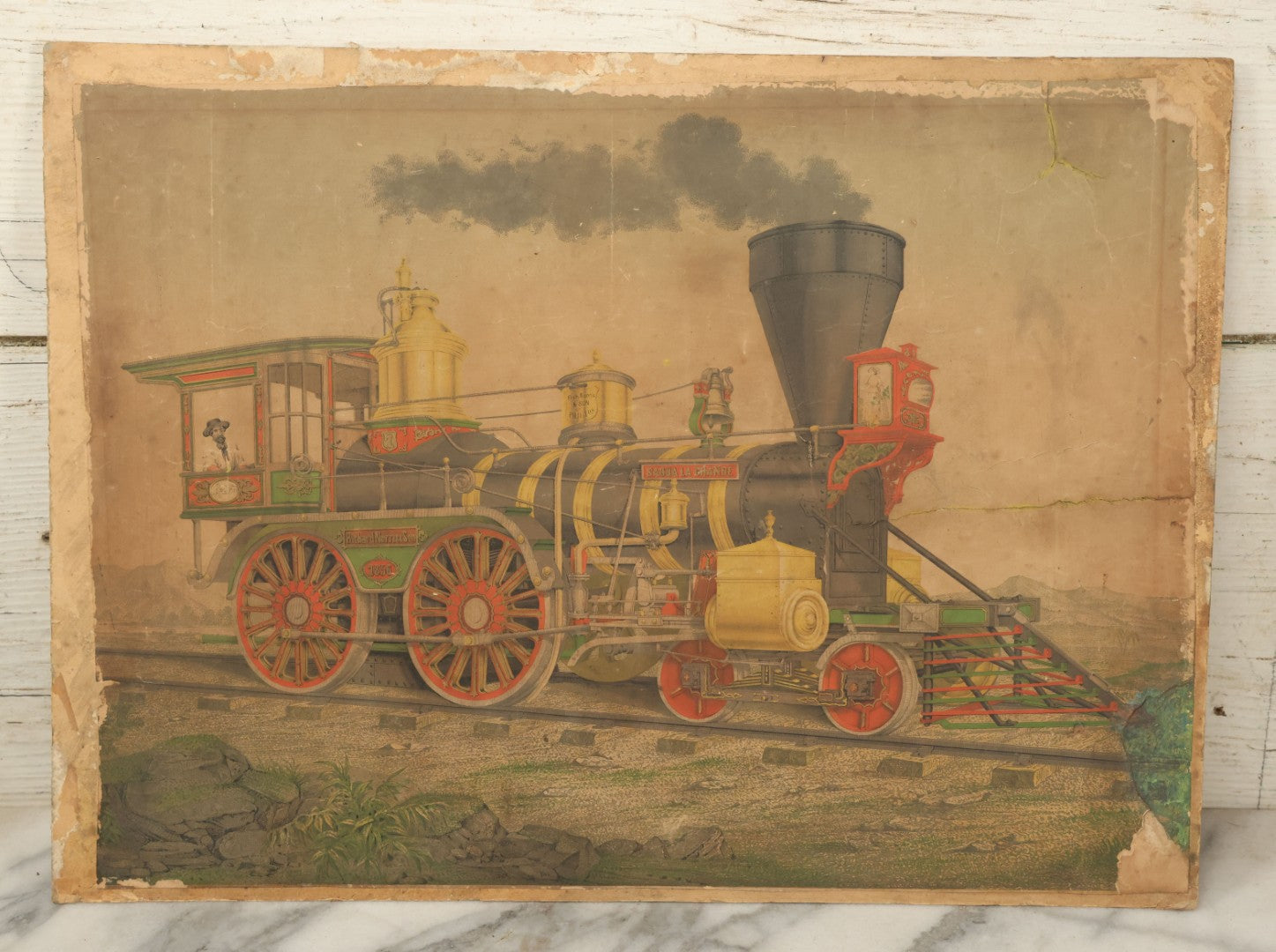 Lot 131 - Antique Hand Colored Unframed Lithograph Of A Locomotive Rai ...