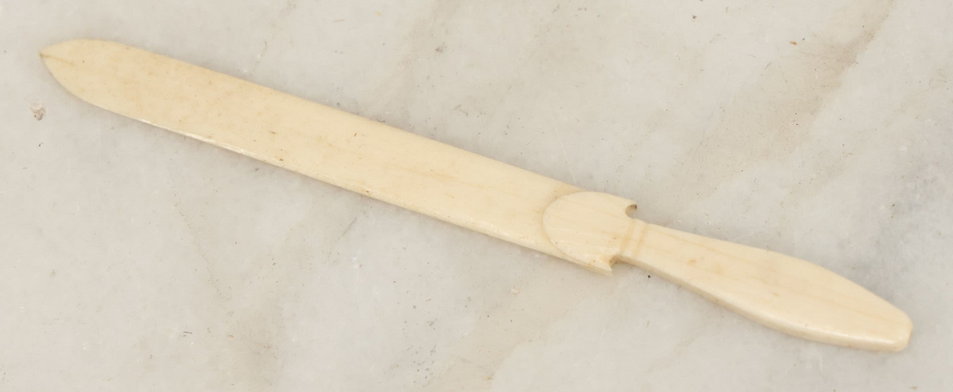 Lot 050 - Antique Carved Scrimshaw Bone Miniature Sword, Primitive Han ...