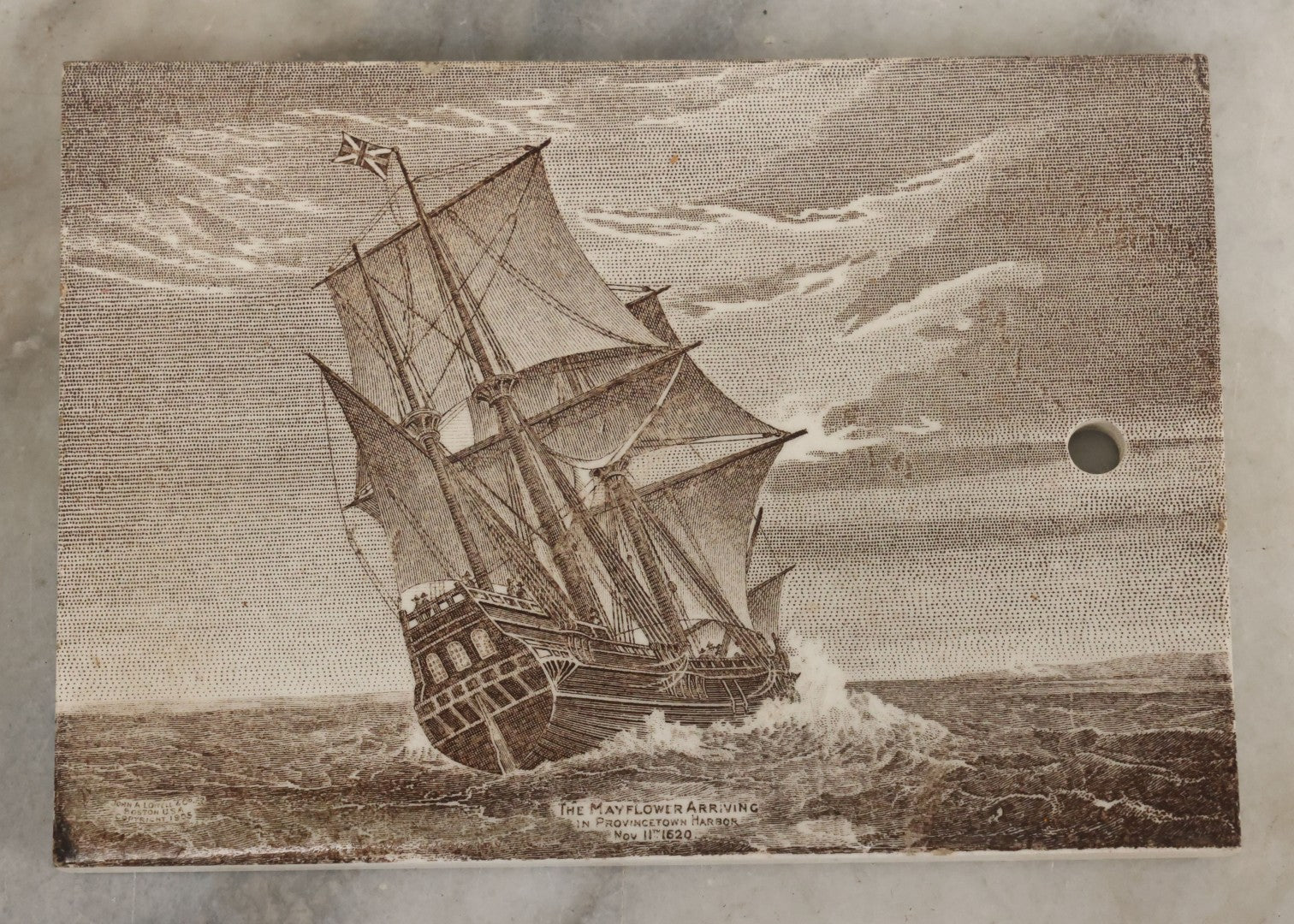 Lot 071 - Antique 1910 Calendar Tile Featuring The Mayflower Arriving ...