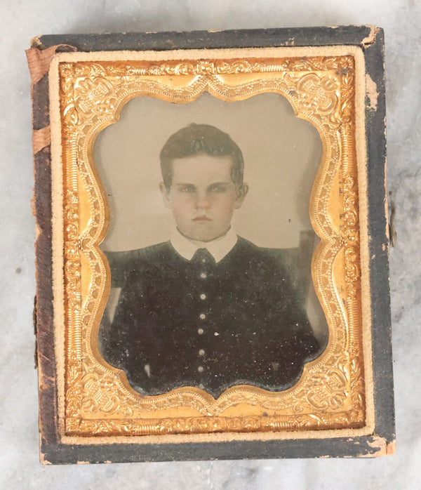 Lot 058 - Antique 1/9th Plate Ruby Ambrotype Photograph Of Stern Looki ...