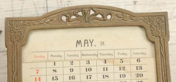 Lot 009 - Antique Art Nouveau Cast Metal Perpetual Calendar, "Tempus F ...