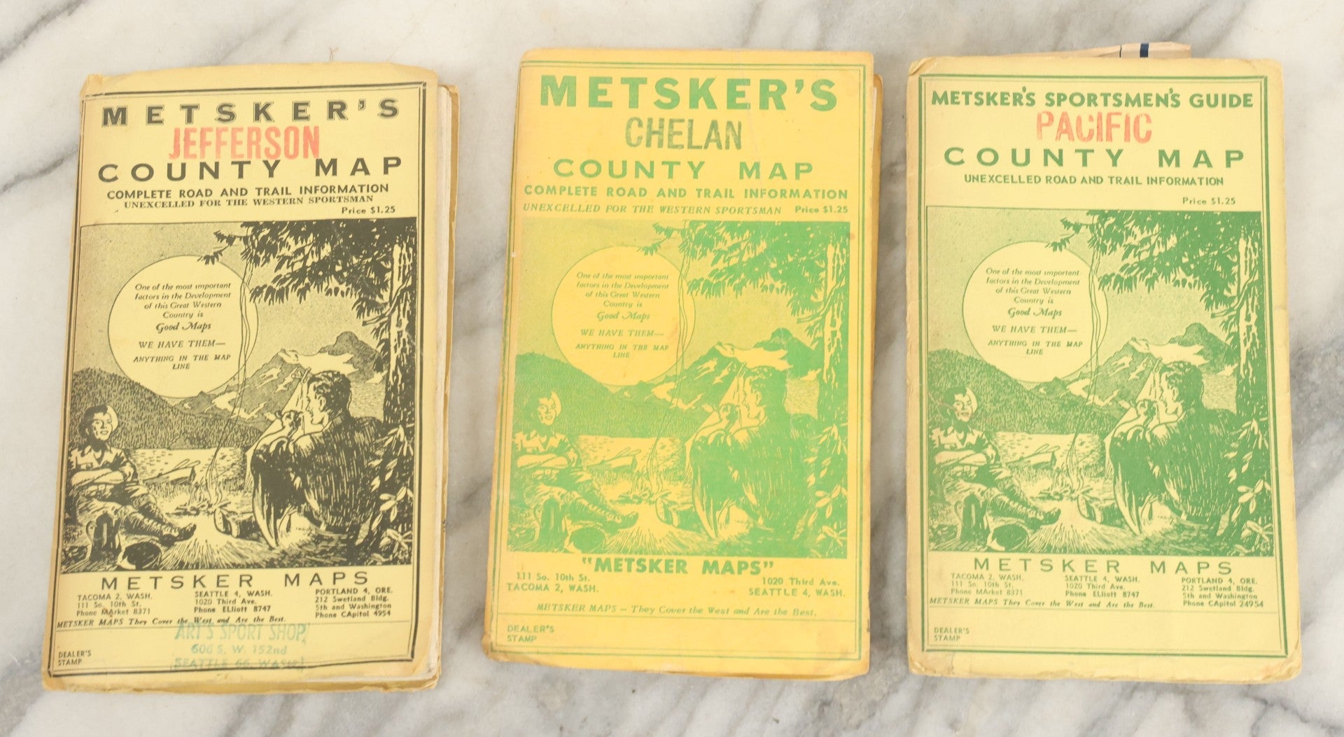 Lot 164 - Grouping Of Three Vintage Metsker's County Maps Including Ch ...