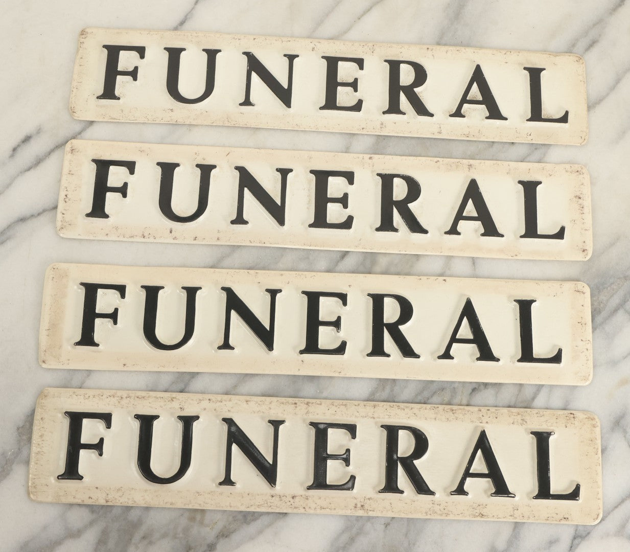 Lot 045 - Grouping Of Four Vintage Plastic Funeral Home Procession Aut ...