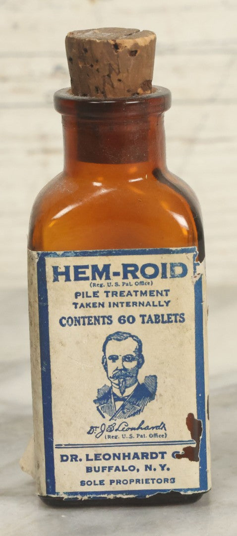 Lot 004 - Antique Hem-Roid Pile Treatment Pill Bottle, With Paper Labe ...