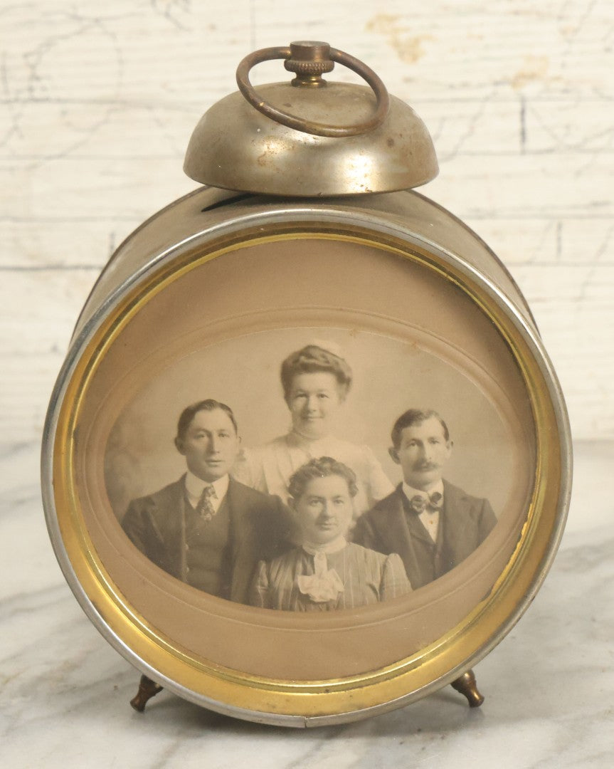 Lot 019 - Antique Repurposed Brass Alarm Clock Photo Frame With Family ...