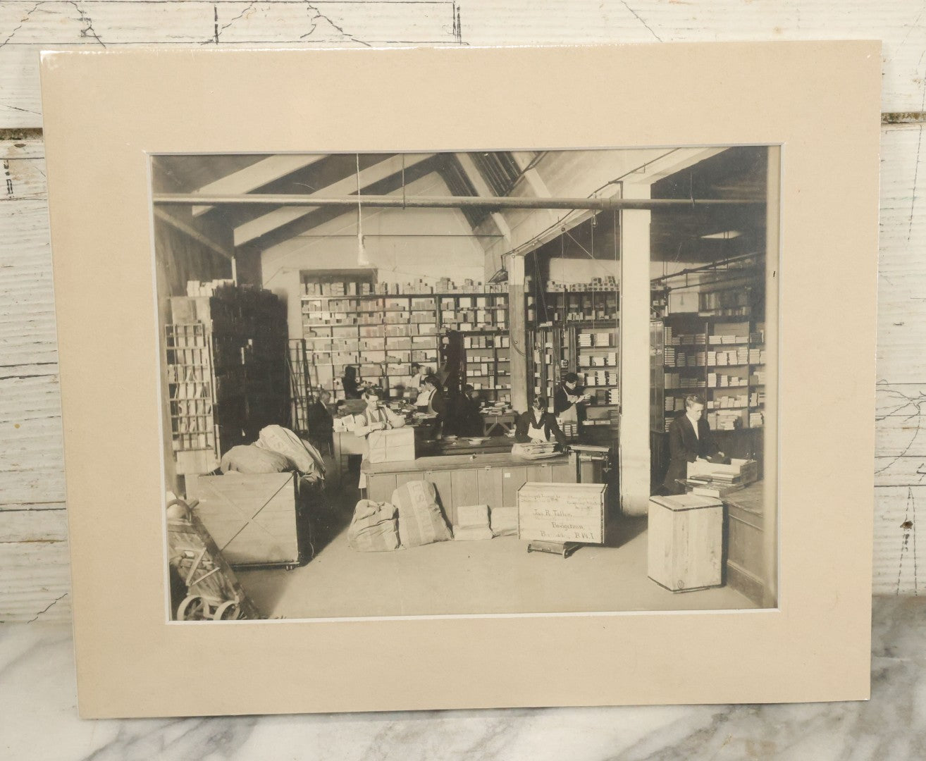 Lot 037 - Antique Boarded Photograph Of Post Office Interior And Posta ...