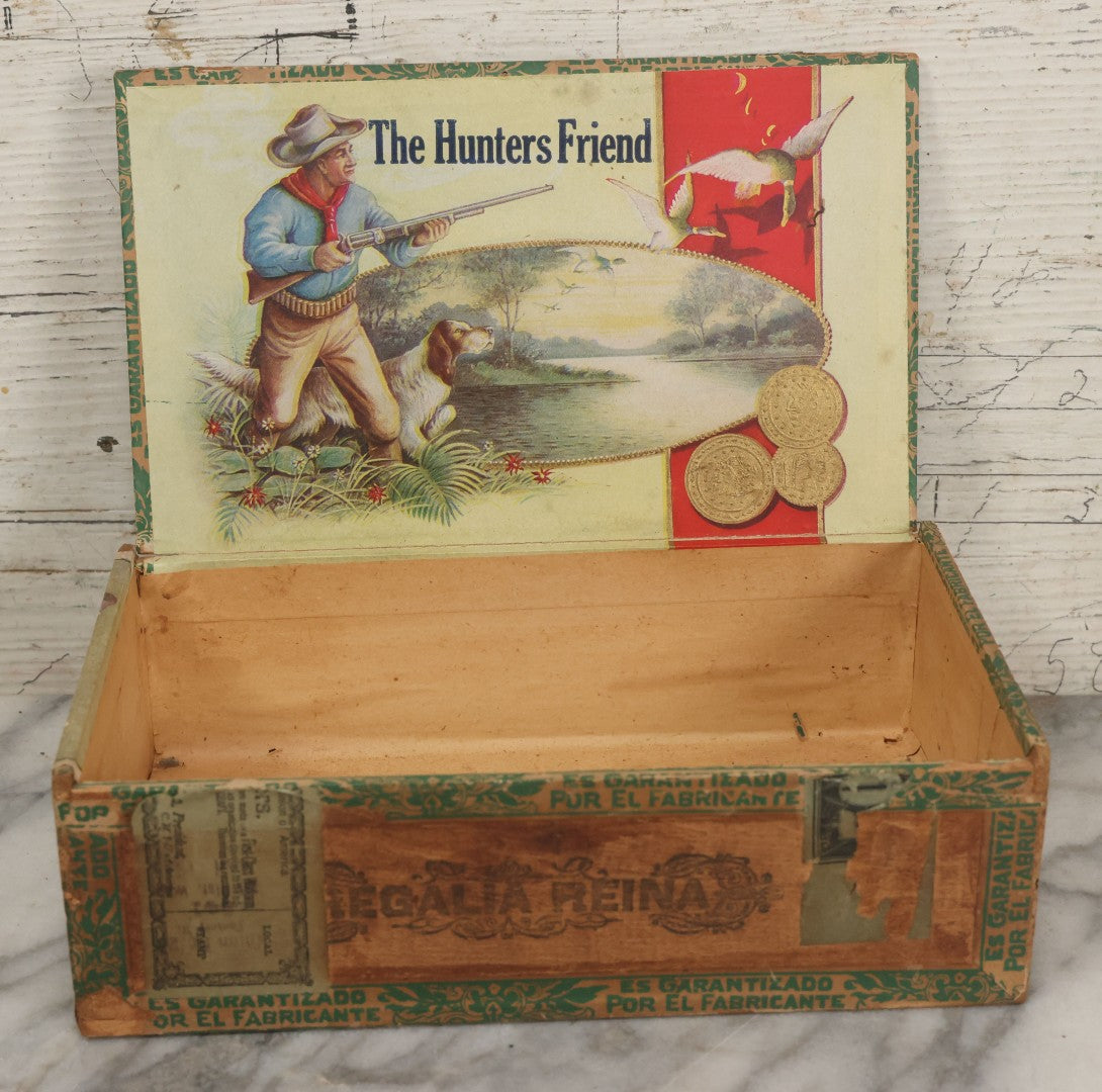 Lot 098 - Antique Wooden Cigar Box With Lithographed Label For The Hun ...