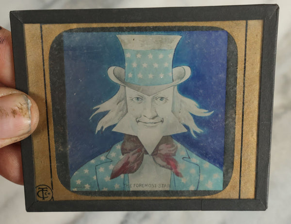 Lot 101 - Antique Hand Colored Magic Lantern Slide Of Uncle Sam, Title ...