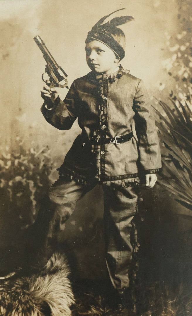Lot 083 - Antique Boarded Photograph Of Young Boy Dressed As Native Am ...