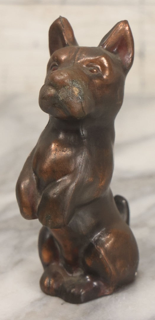 Lot 064 - Vintage Bronzed Pot Metal Begging Scottie Dog Statuette ...