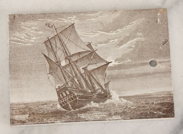 Lot 093 - Antique 1910 Calendar Tile With Image Of The Mayflower Arriv ...