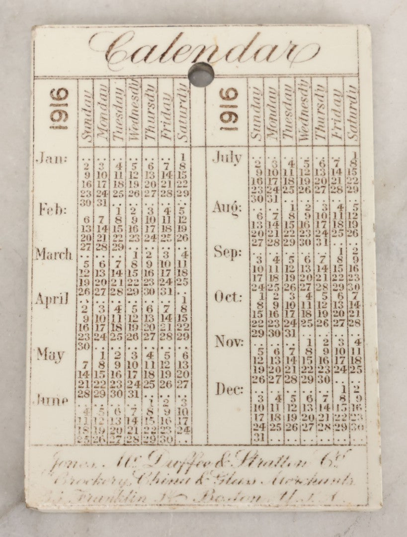 Lot 096 - Antique 1916 Calendar Tile With Image Of Massachusetts Insti ...