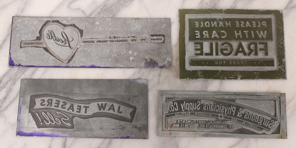 Lot 077 - Grouping Of Four Vintage Metal Printing Plates Including Lov ...