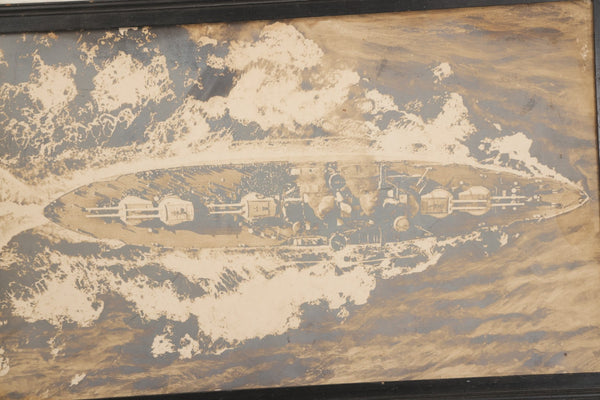 Lot 059 - Vintage Birds Eye View Photograph Of Battleship At Sea With ...