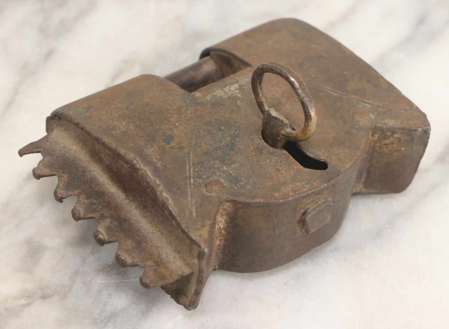 Lot 009 - Antique Hand Wrought Iron Strongbox Padlock With Key, Workin ...