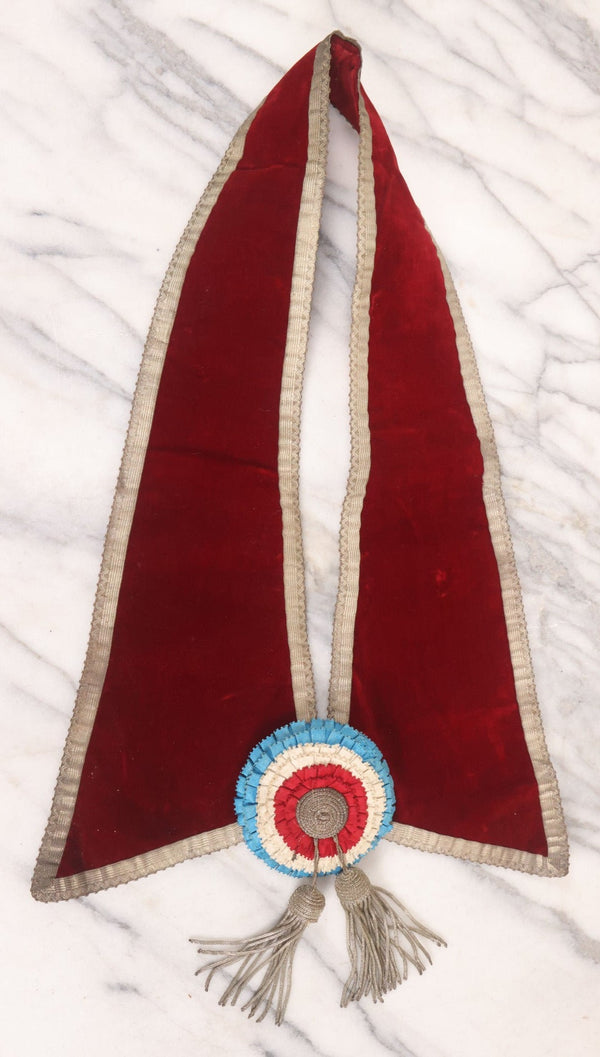 Lot 014 - Single Antique Fraternal Sash Collar With Red Coloring, Red ...