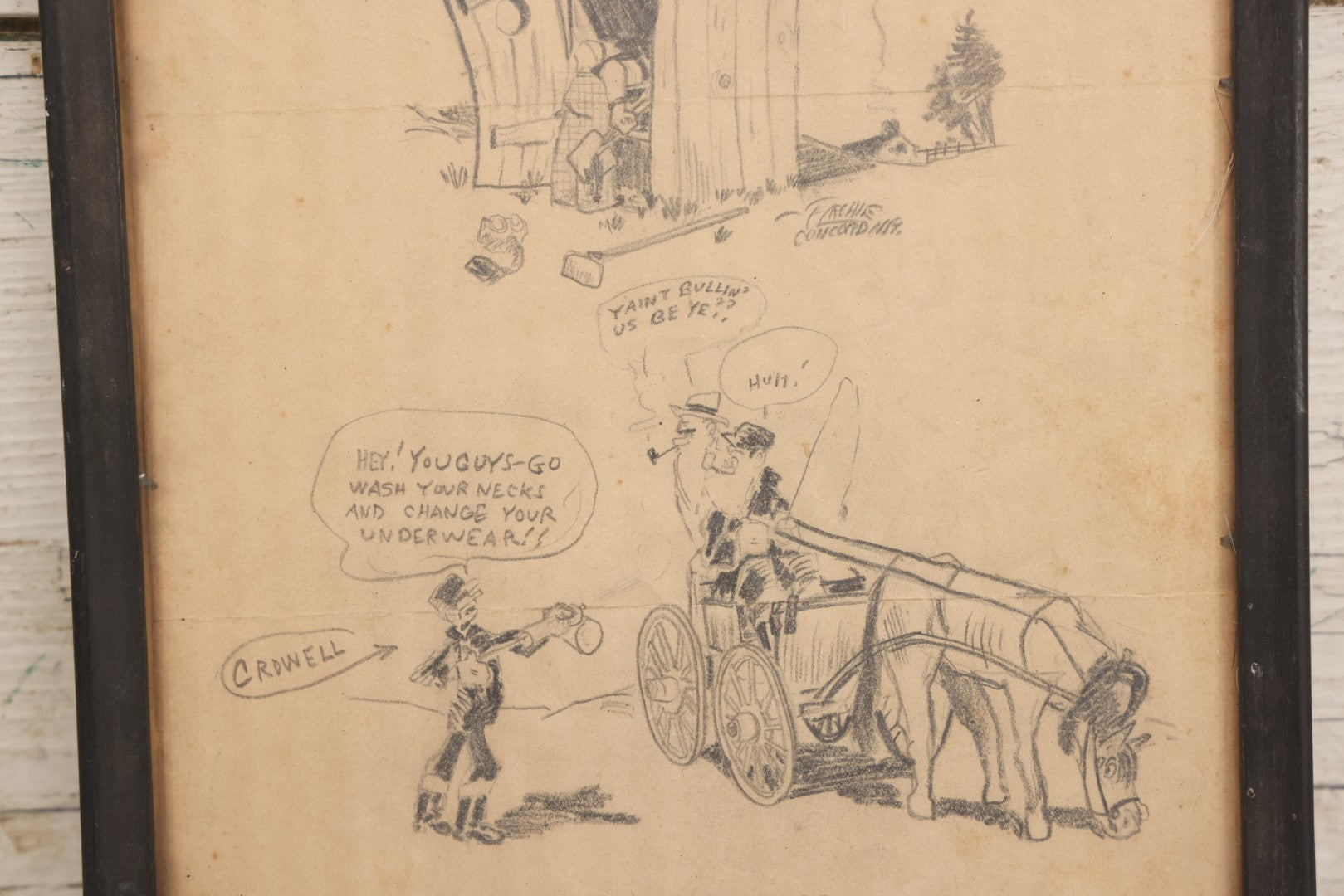 Lot 084 - Vintage Hand Sketched Pencil Drawing Cartoon Mocking Health ...