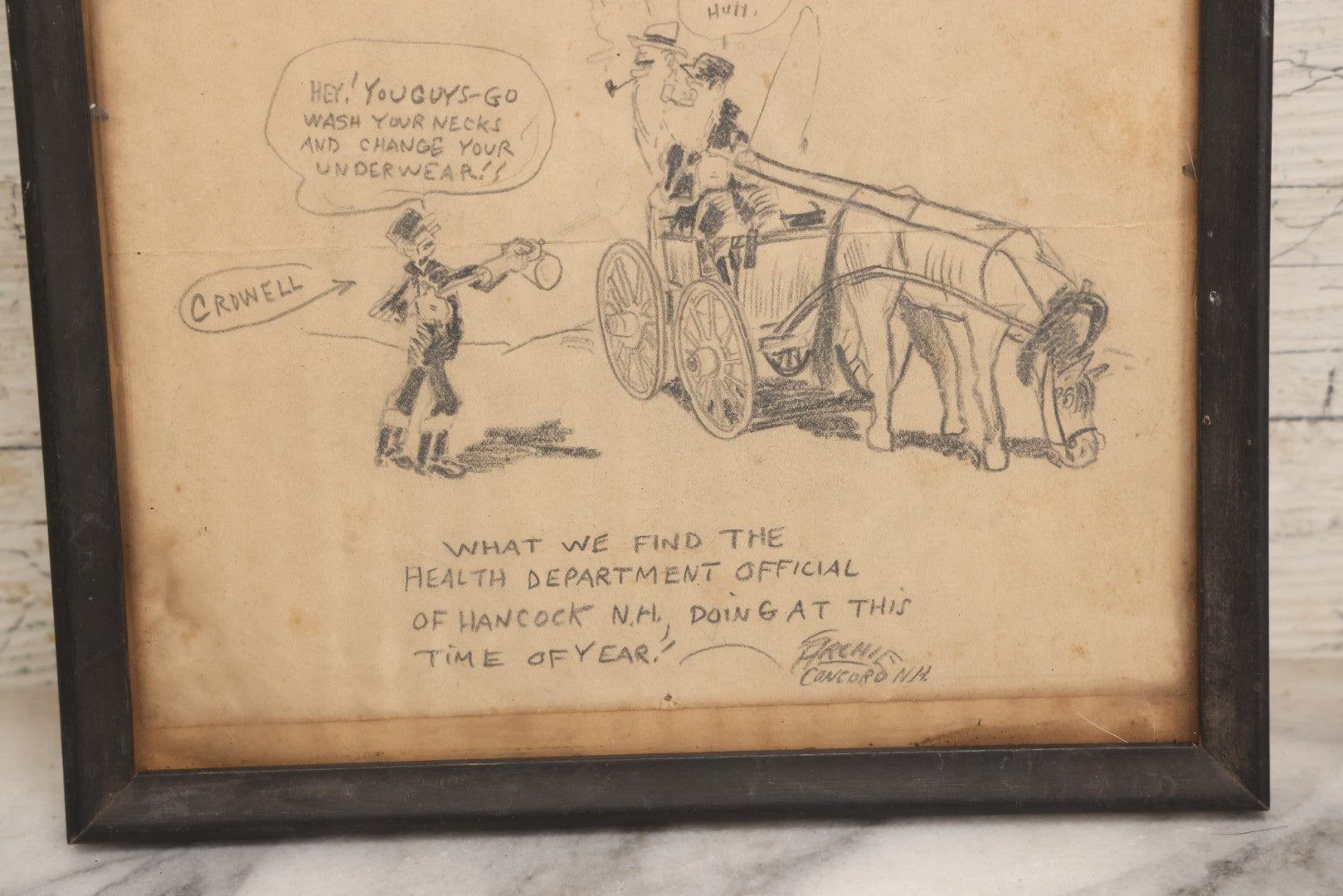 Lot 084 - Vintage Hand Sketched Pencil Drawing Cartoon Mocking Health ...