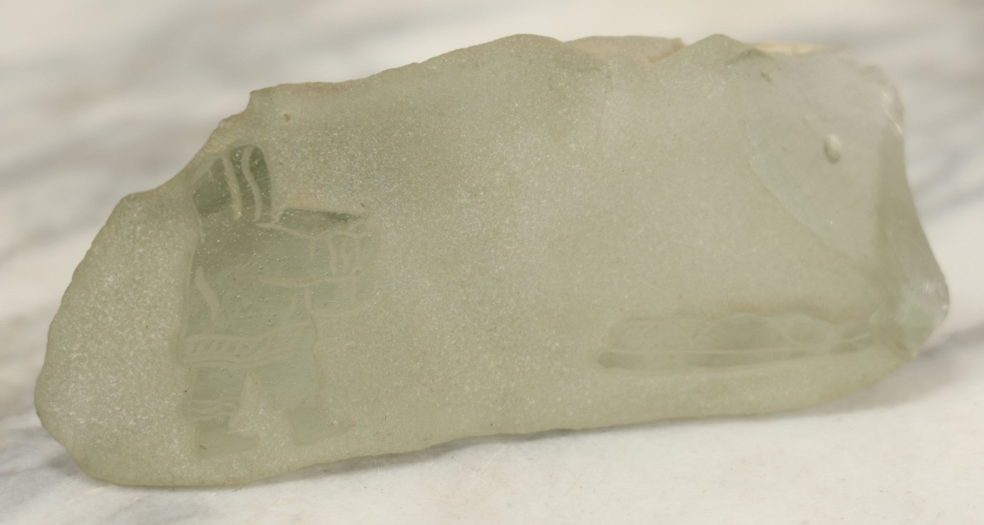 Lot 102 - Vintage Frosted Glass Sculptural Piece With Etched Inuit Fig ...