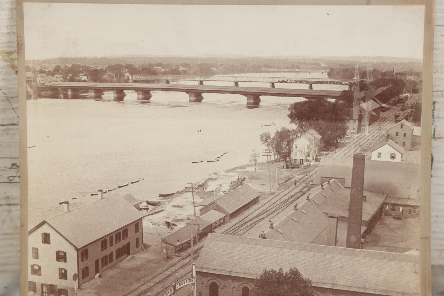 Lot 118 - Antique Boarded Photograph Of The Old Toll Bridge Over The C ...