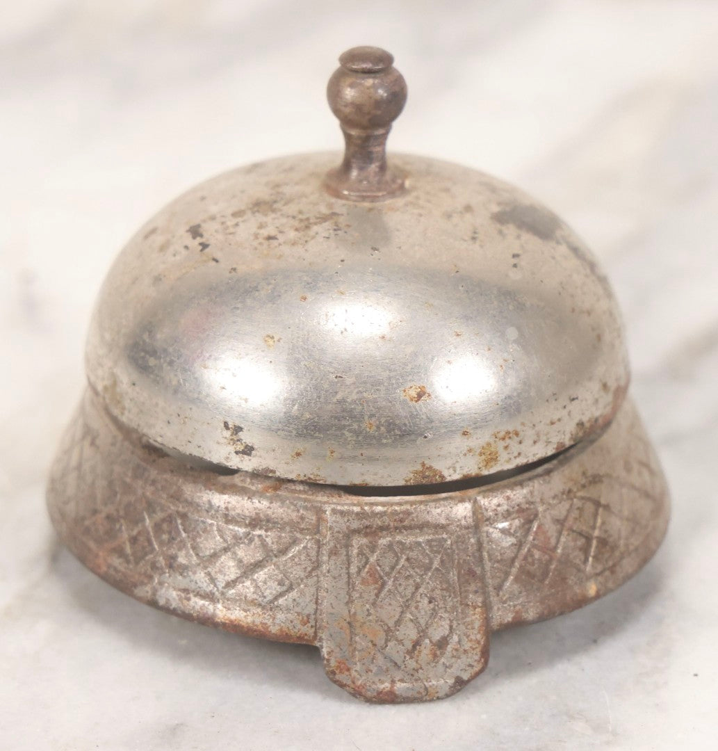 Lot 124 - Antique Desk Bell With Cast Iron Crosshatch Base And Chrome ...