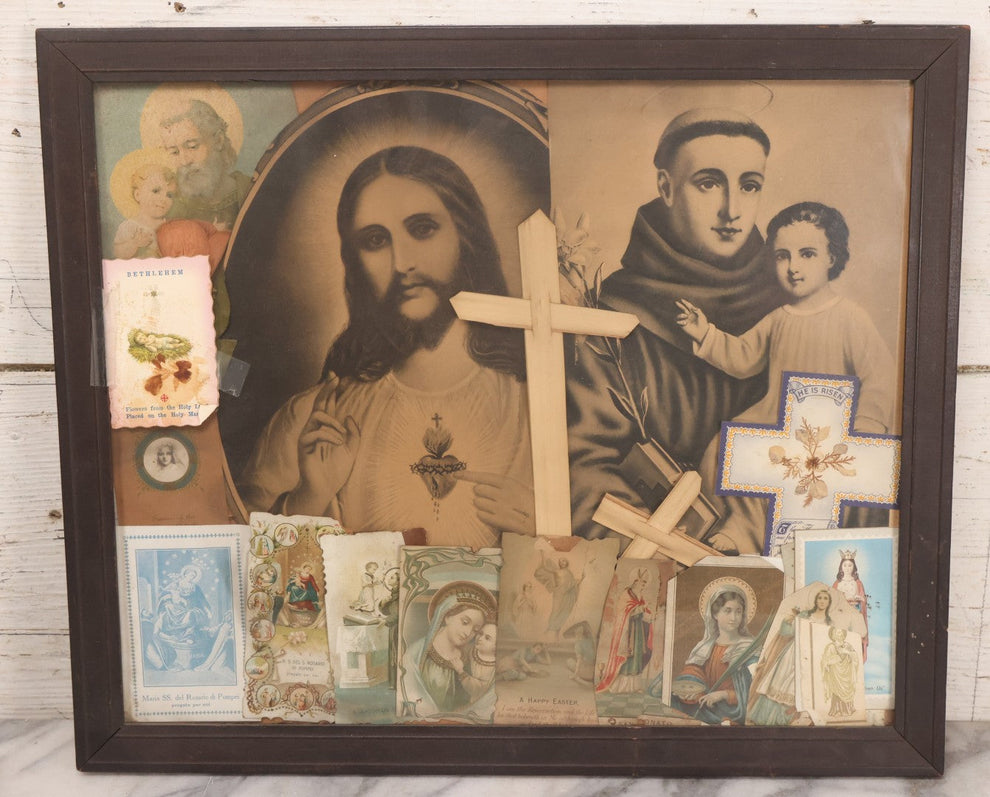 Lot 105 - Vintage Framed Religious Collage With Lithographic Prints, P ...