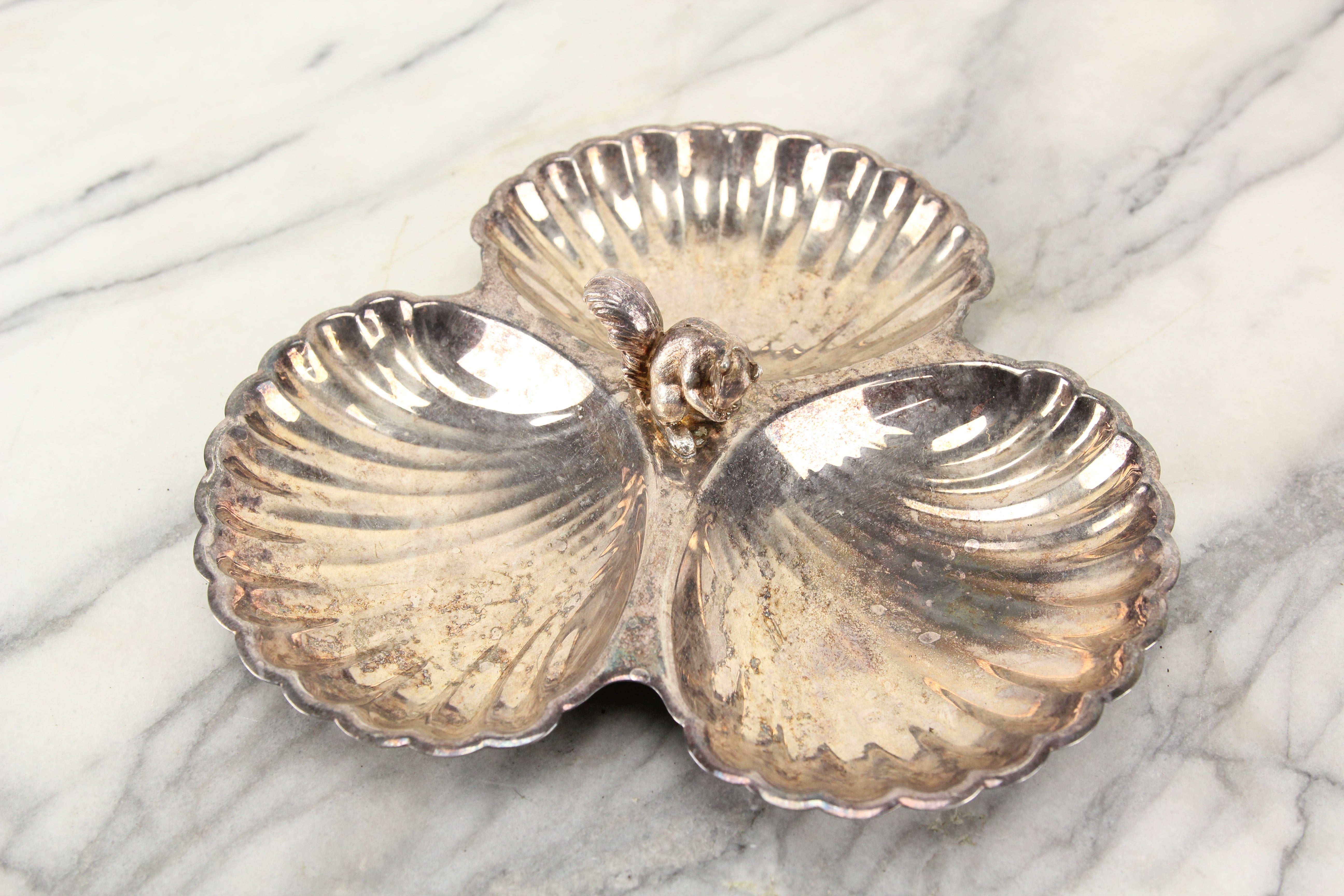Pilgrim Silver Plate Three Section Nut & Candy Dish with Squirrel ...