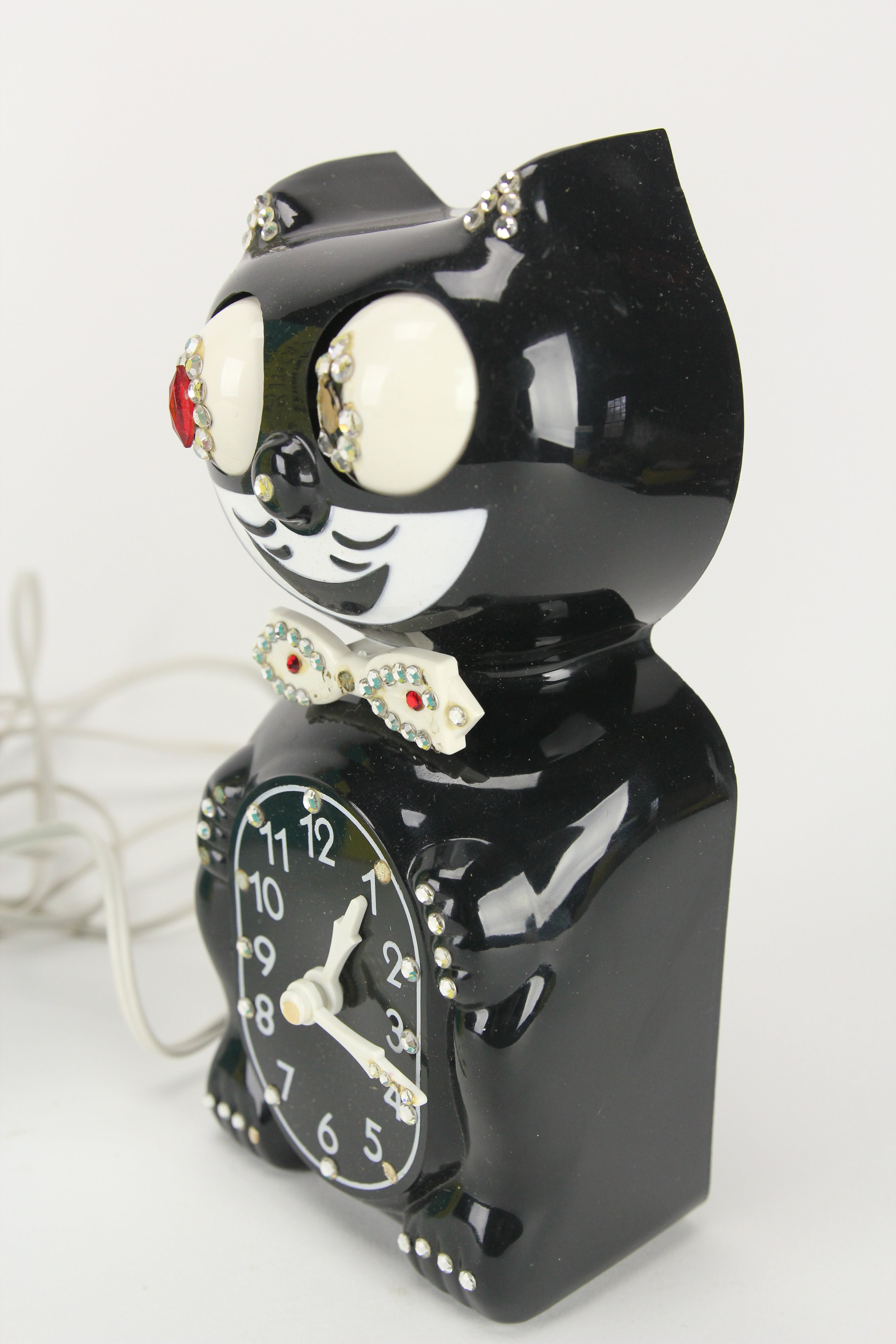 Animated Vintage Jeweled Kit Cat Clock in Original Box (Nonfunctioning ...
