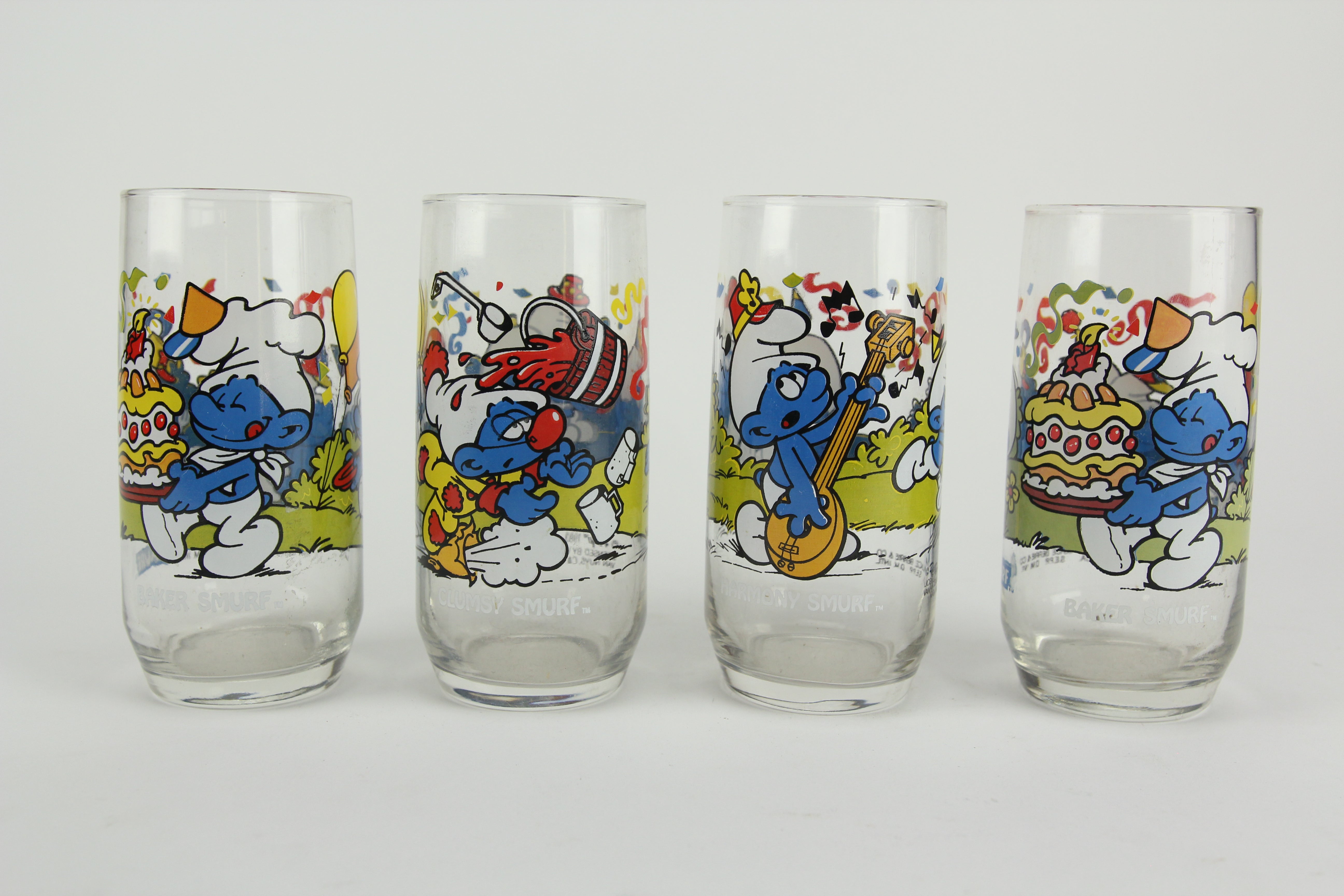 Officially Licensed Smurfs Collector's Glass Cups, by Peyo, Set of 4 ...